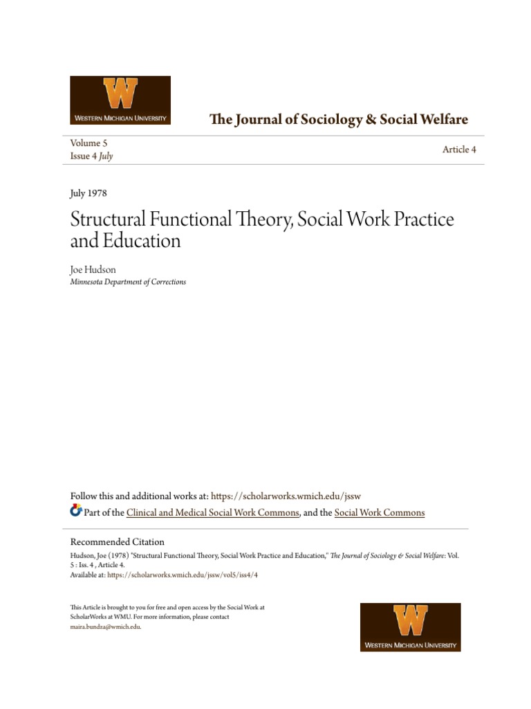 Structural Functionalism in Social Work | PDF | System | Sociology