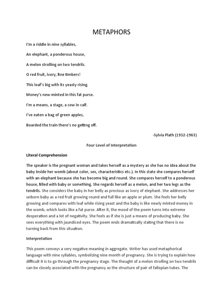 Metaphors: Four Level of Interpretation | PDF | Pregnancy | Metaphor