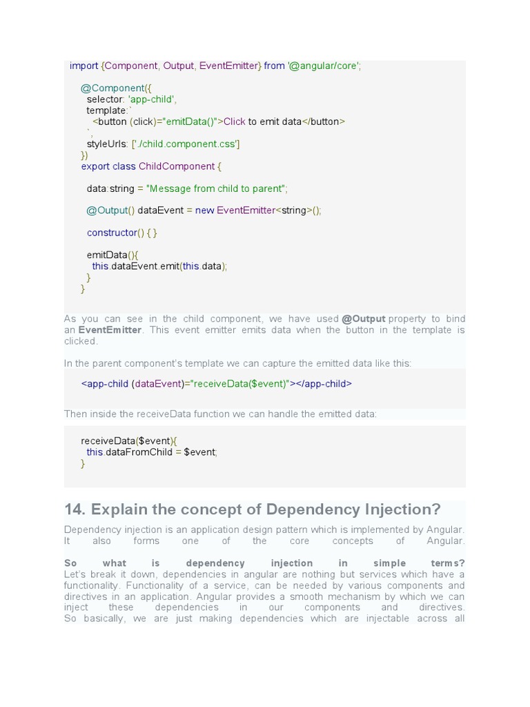 Angular EventEmitter & DI Guide | PDF