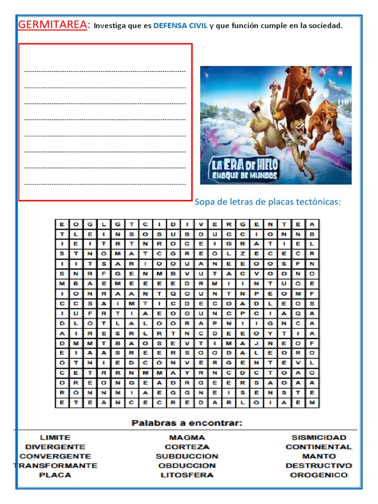 Germitarea:: Sopa de Letras de Placas Tectónicas | PDF
