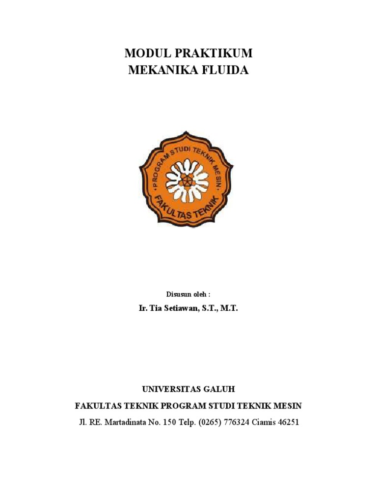 Modul Peraktikum Mekanika Fluida 1 Tia | PDF | Teknologi & Rekayasa