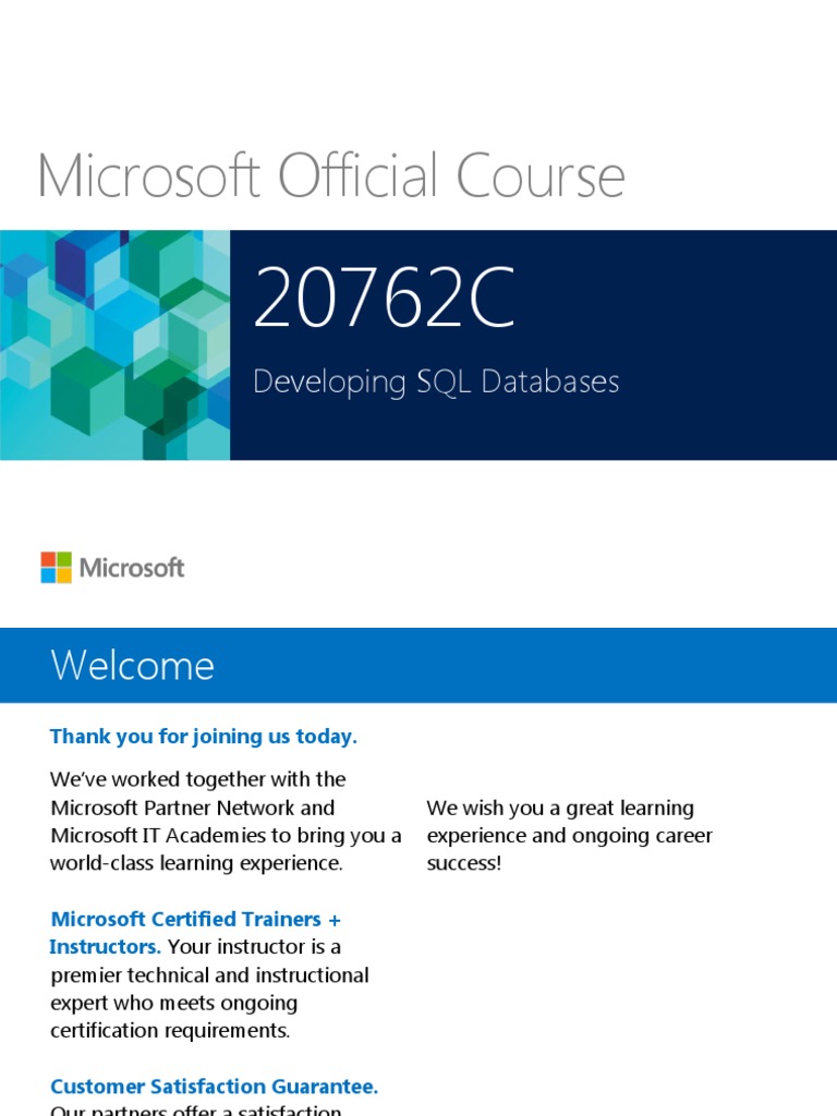 Microsoft Official Course: Developing SQL Databases | PDF | Microsoft Sql Server | Database Index