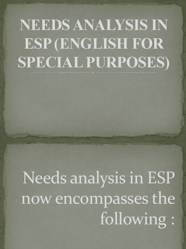 ESP Needs Analysis Models | PDF