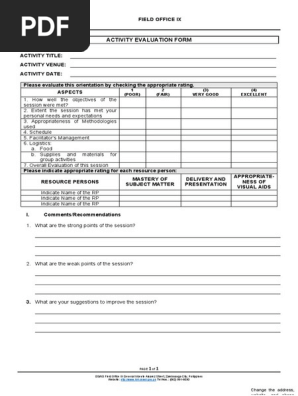 Activity Evaluation Form