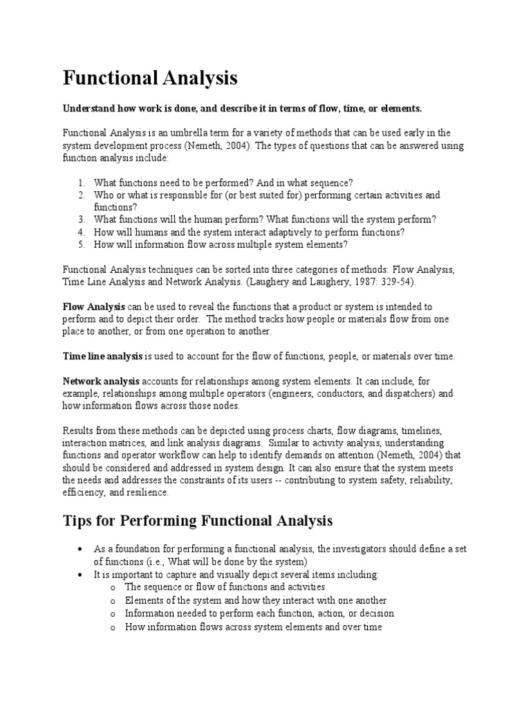Tips For Performing Functional Analysis | PDF | System | Computer Network