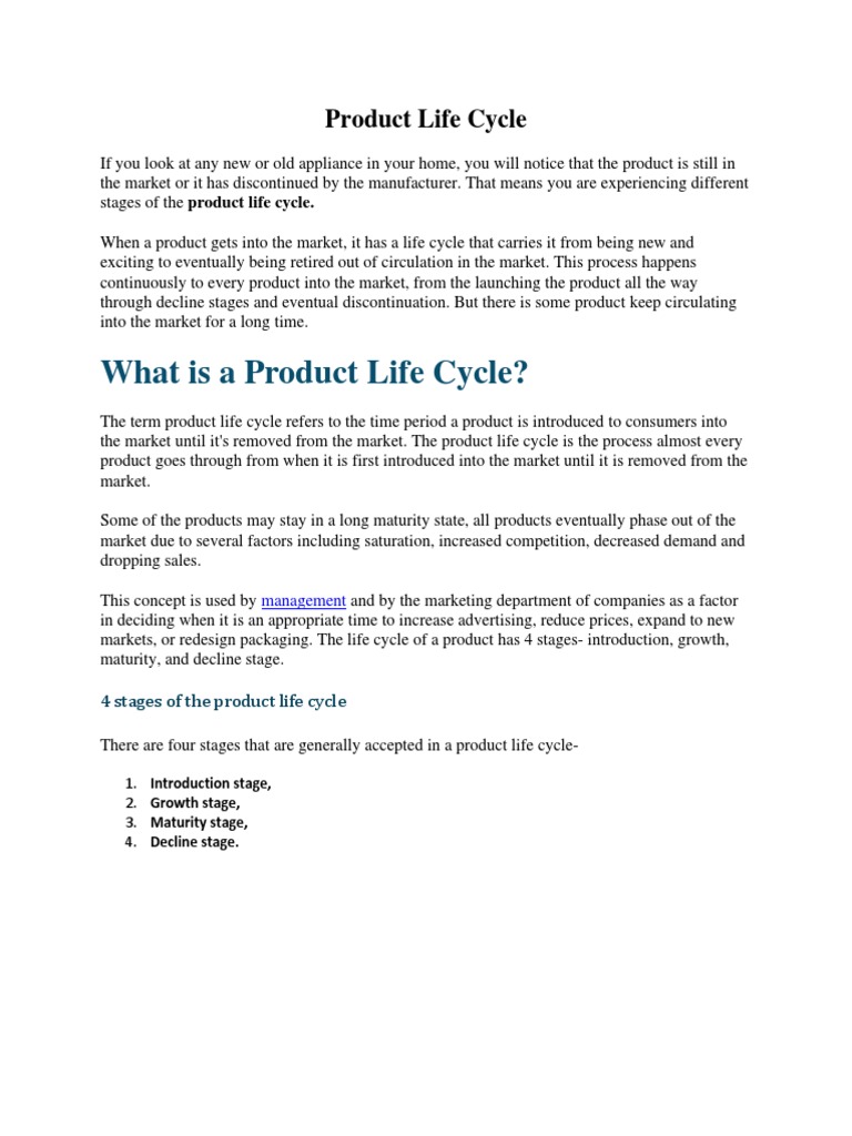 Product Life Cycle | PDF | Marketing | Product Lifecycle