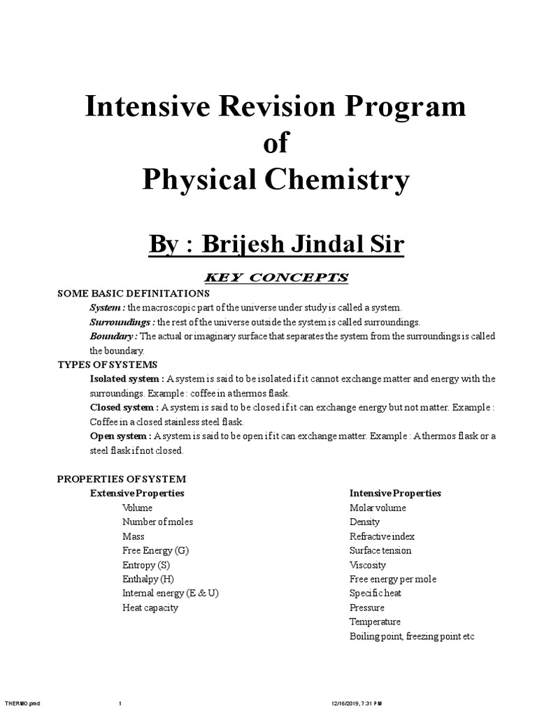 Thermodynamics Worksheet | PDF | Enthalpy | Gibbs Free Energy