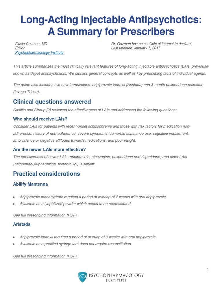 Long-Acting Injectable Antipsychotics | PDF