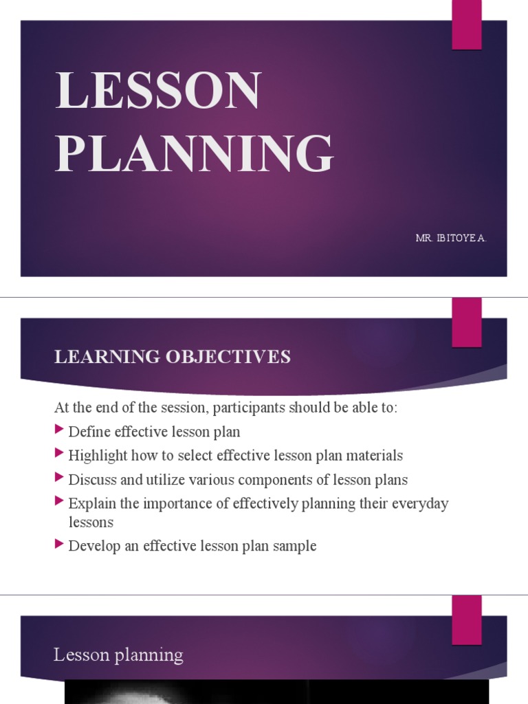 Lesson Planning: Mr. Ibitoye A | PDF | Lesson Plan | Teachers