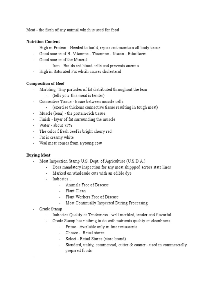 Meat Notes | PDF | Meat | Cooking