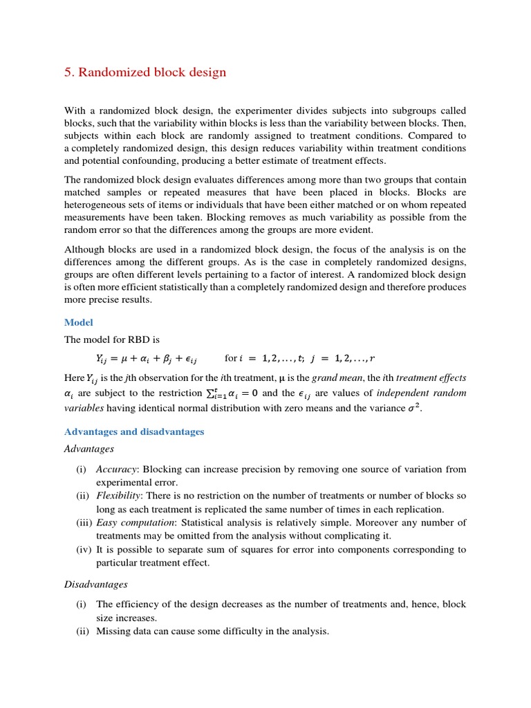 Randomized Block Design: Model | PDF | Analysis Of Variance | Design Of ...