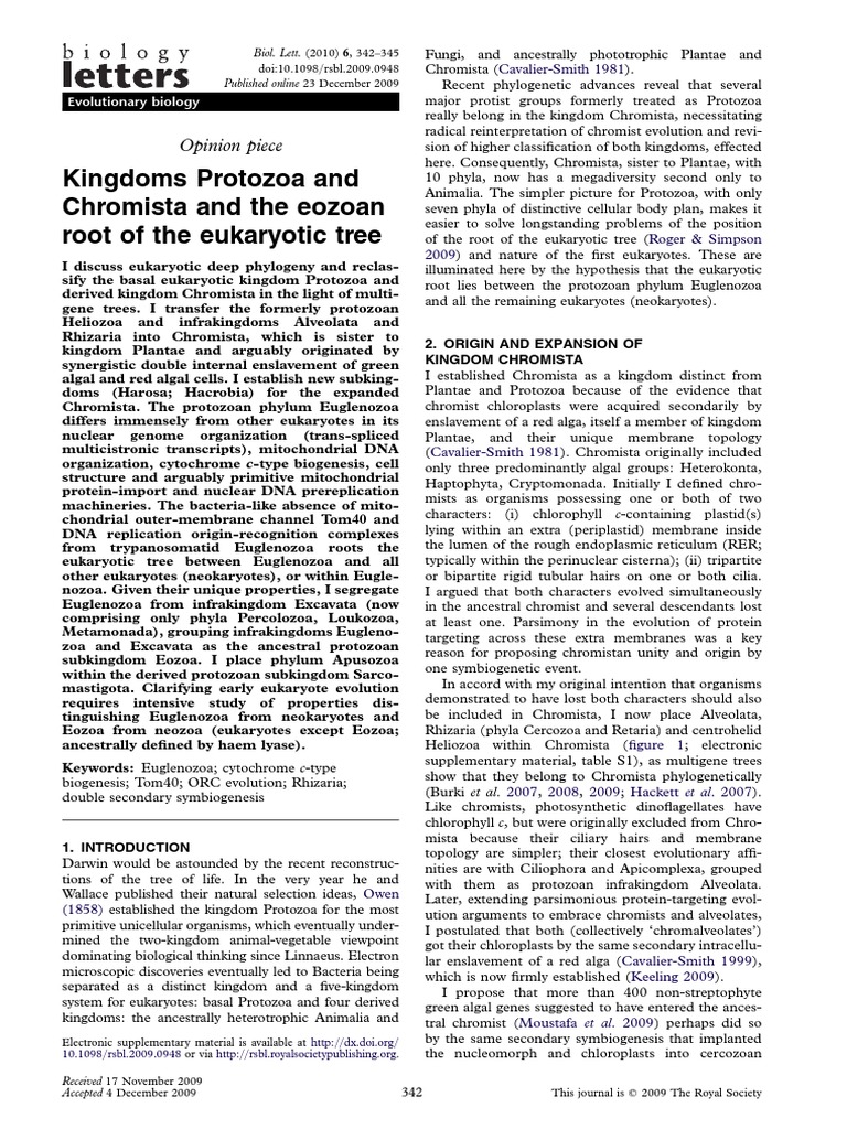 Cavalier Smith 2010 | PDF | Eukaryotes | Protozoa