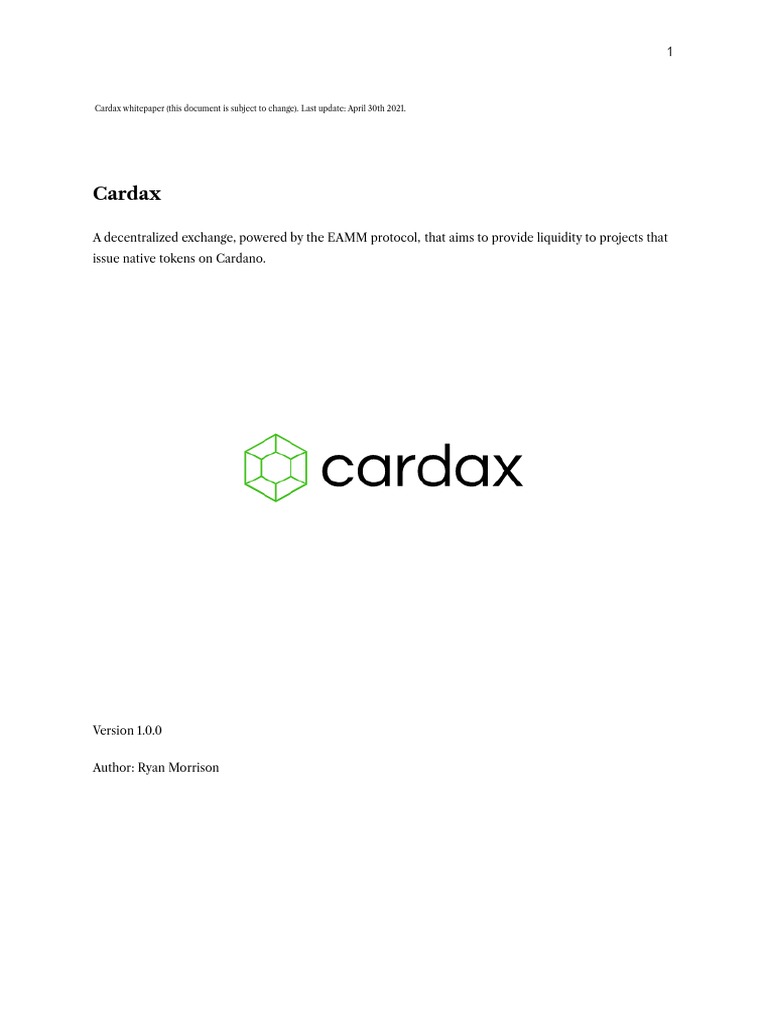Cardax Whitepaper 2 | PDF | Market Liquidity | Market Maker