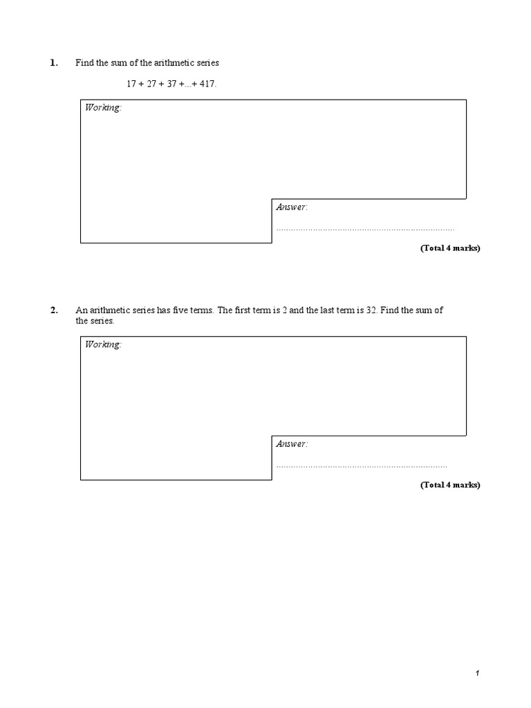 Sequences and Series Worksheet | PDF | Mathematical Concepts ...