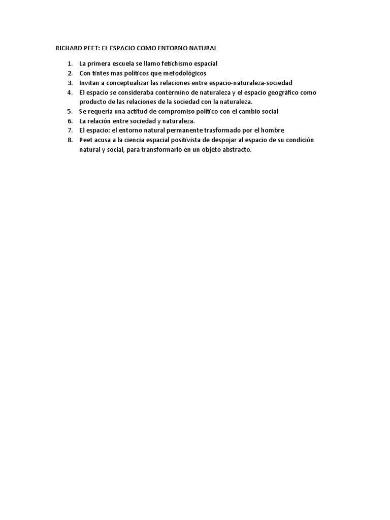 Richard Peet: Espacio y Naturaleza | PDF
