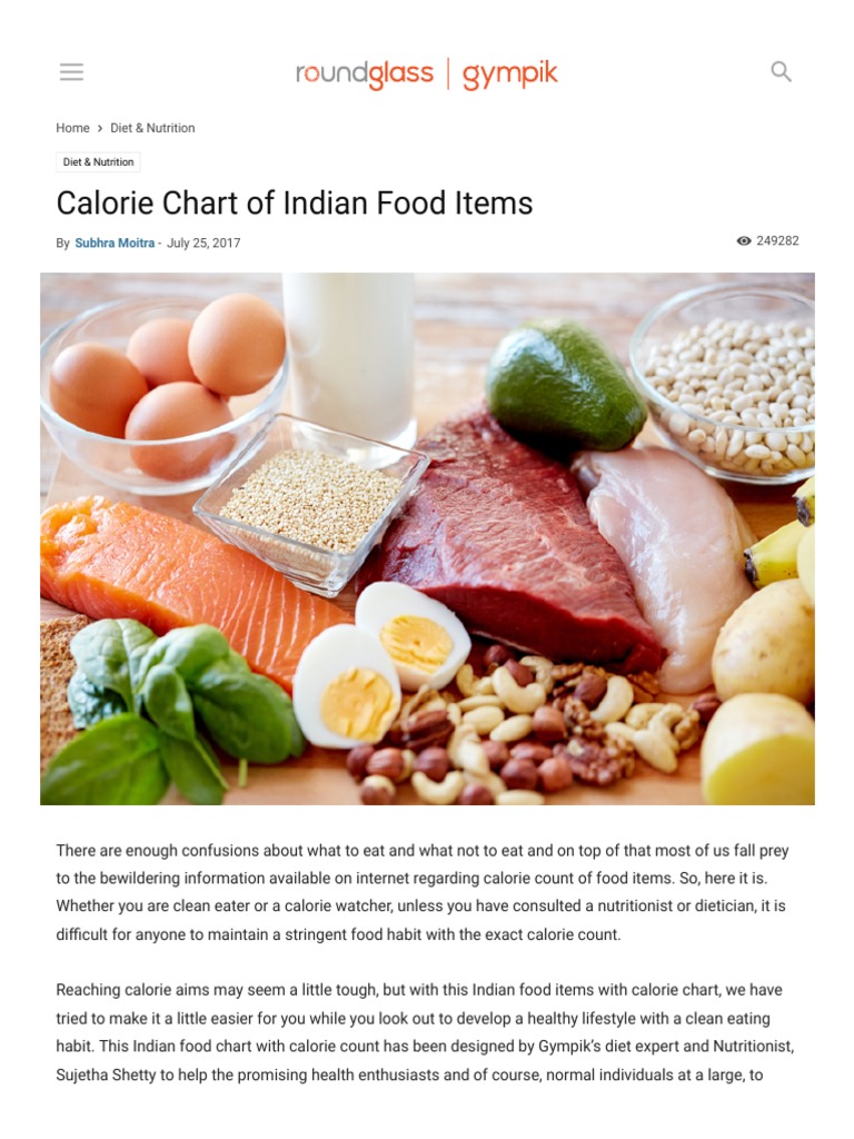 Indian Food Calorie Chart Guide | PDF | Foods | Fruit
