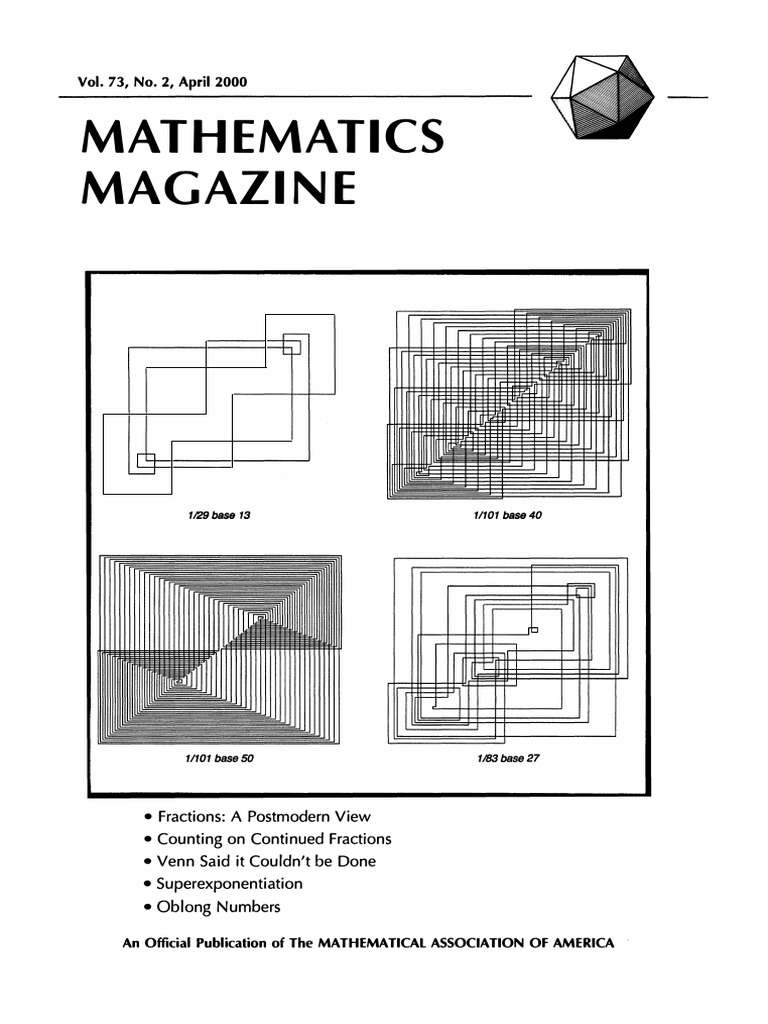 Mathematics Magazine Vol. 73, No. 2, April 2000 | PDF | Decimal | Symmetry