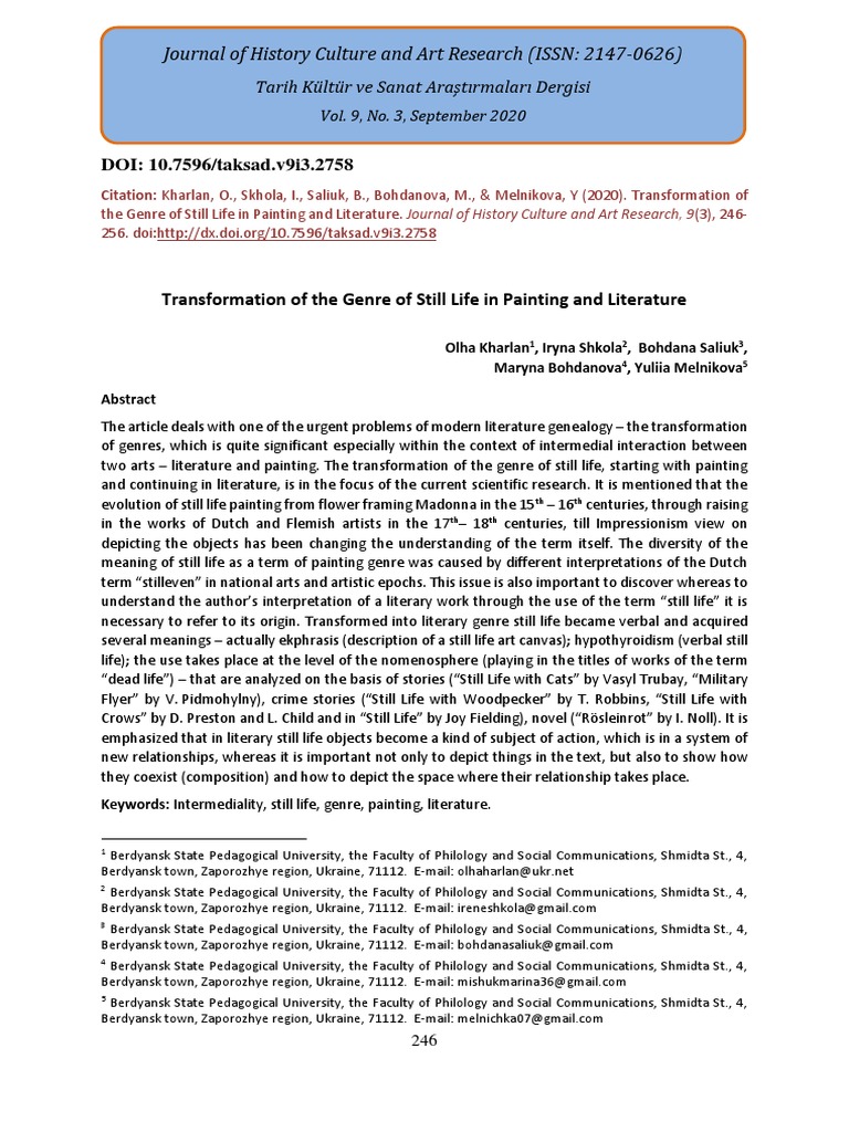 Transformation of The Genre of Still Life in Paint | PDF | Still Life ...