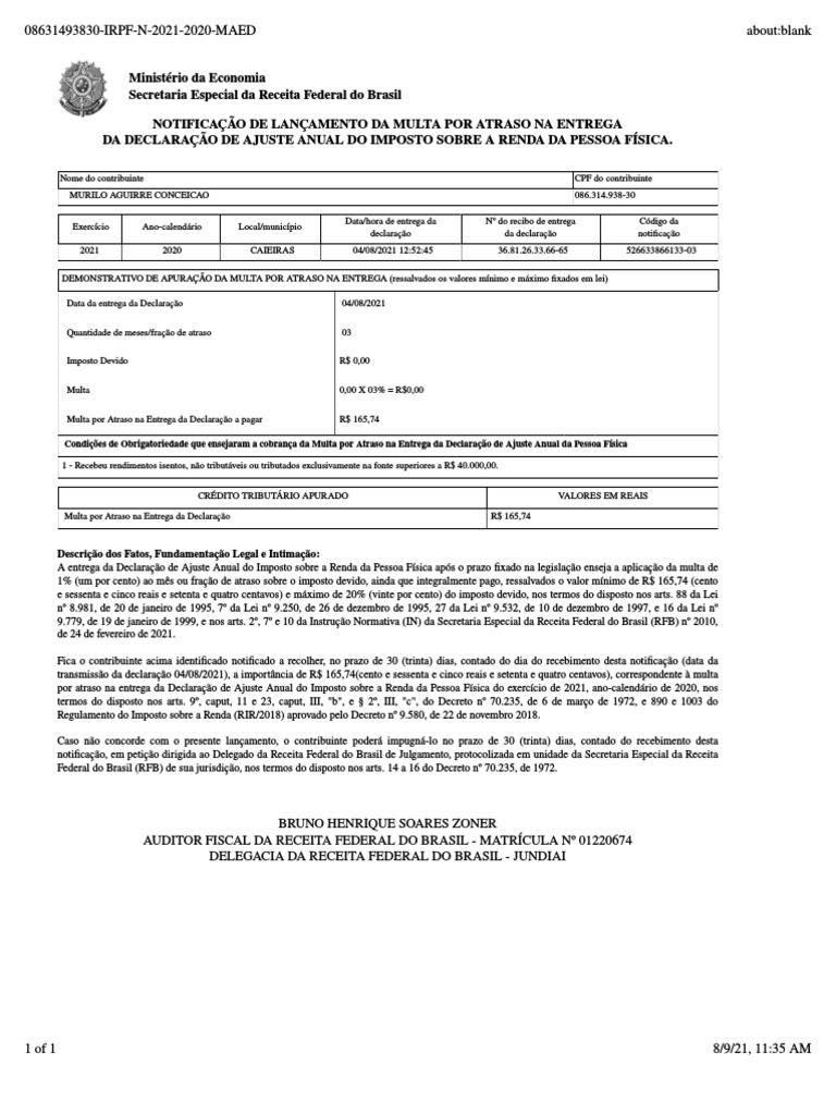 Darf Irpf 2020 | PDF | Imposto de Renda | Governo