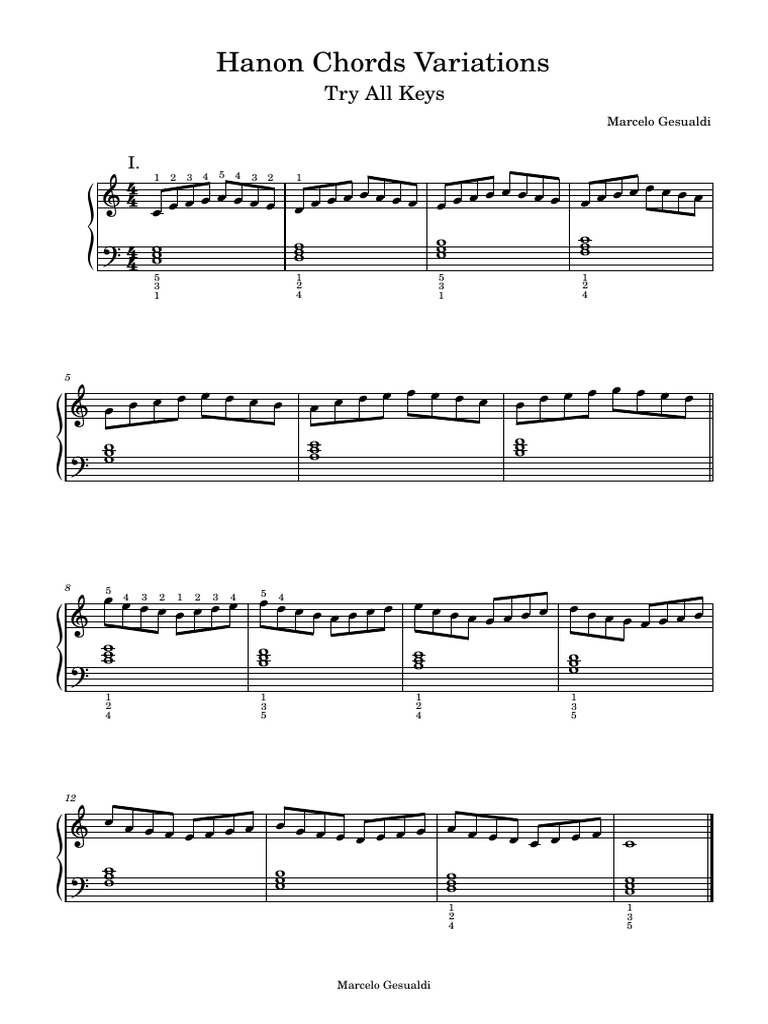 Hanon Chords Variations: Try All Keys | PDF | Music Theory | Piano