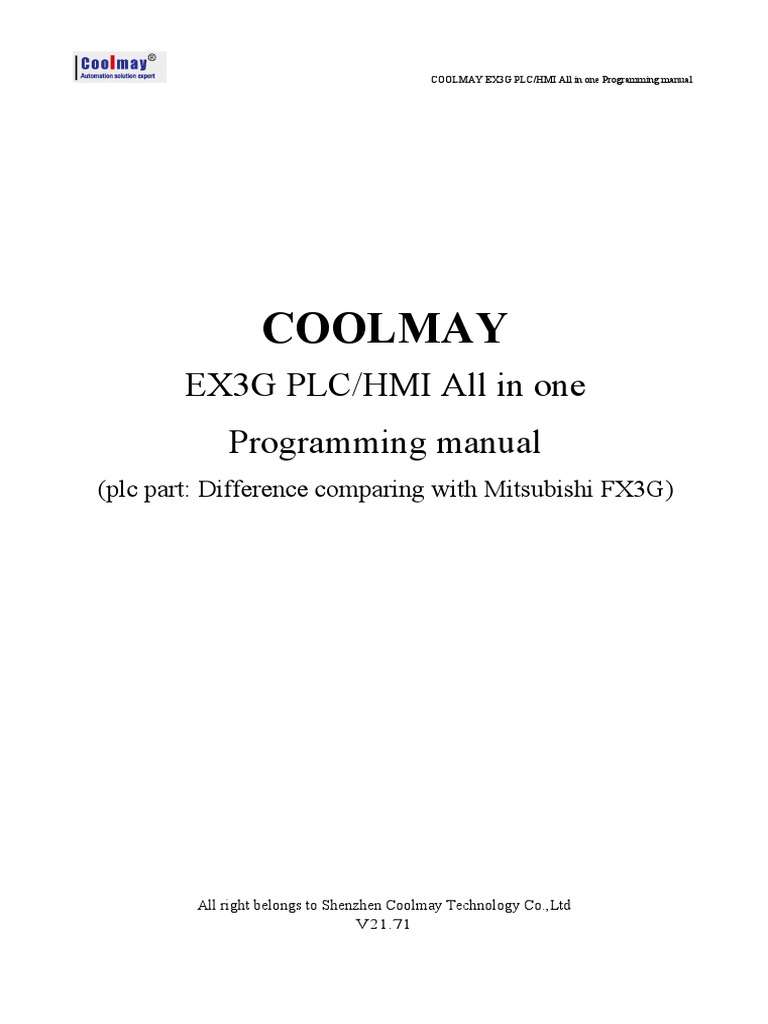 EX3G PLC HMI All in One Programming Manual | PDF | Programmable Logic ...