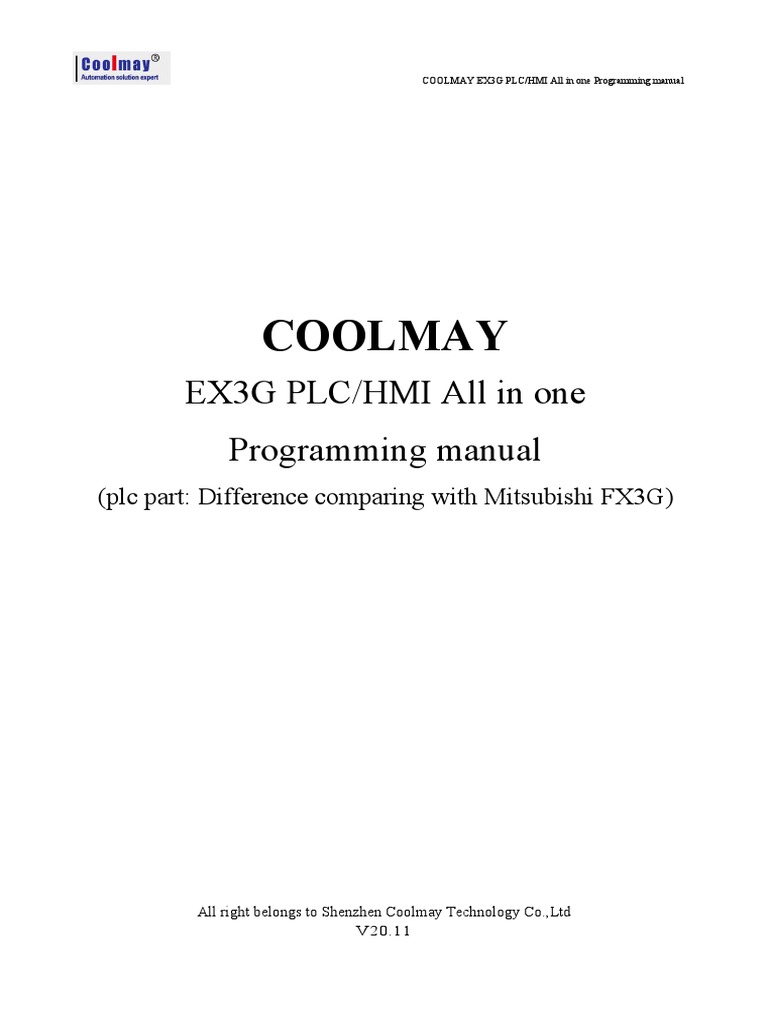 Coolmay: EX3G PLC/HMI All in One Programming Manual | PDF ...