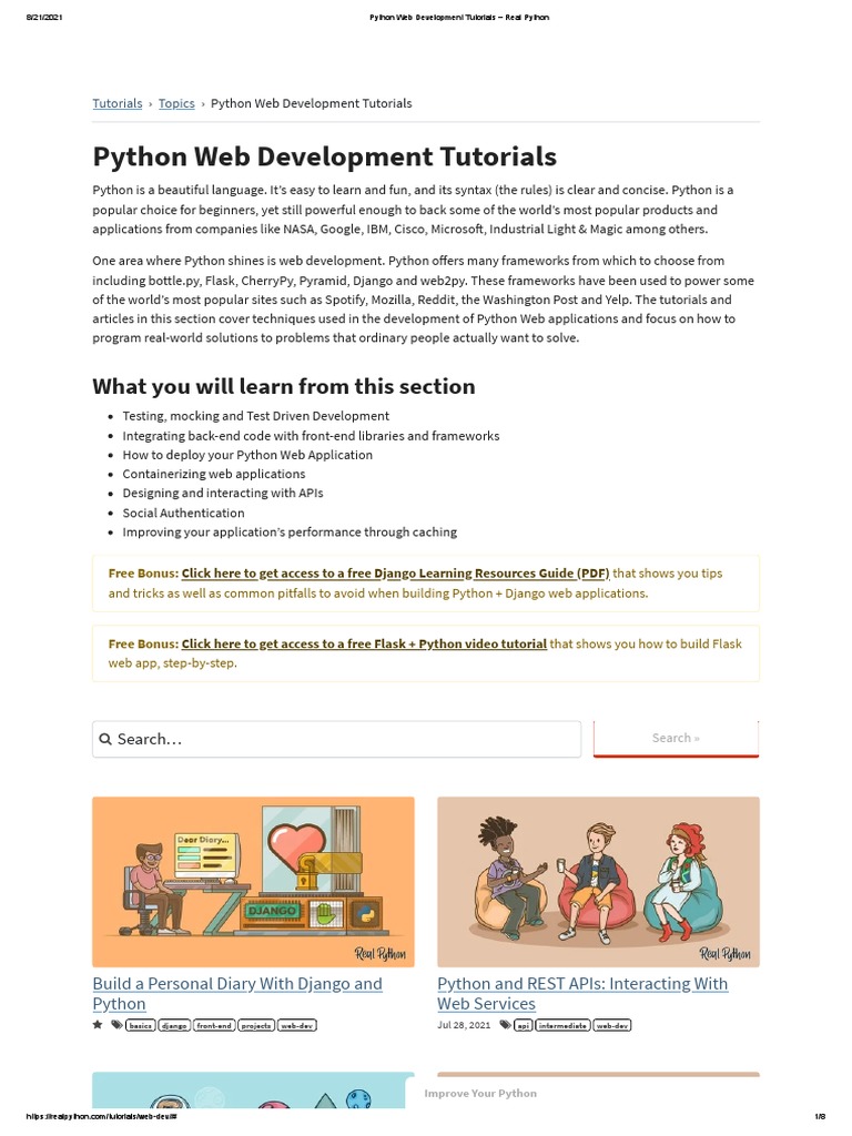 Python Web Development Tutorials - Real Python | PDF | Python ...