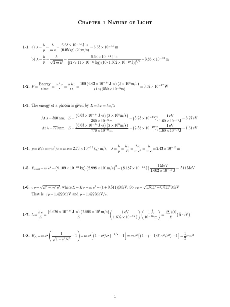 Solution For Optics Pedrotti | PDF | Electronvolt | Electromagnetic Radiation