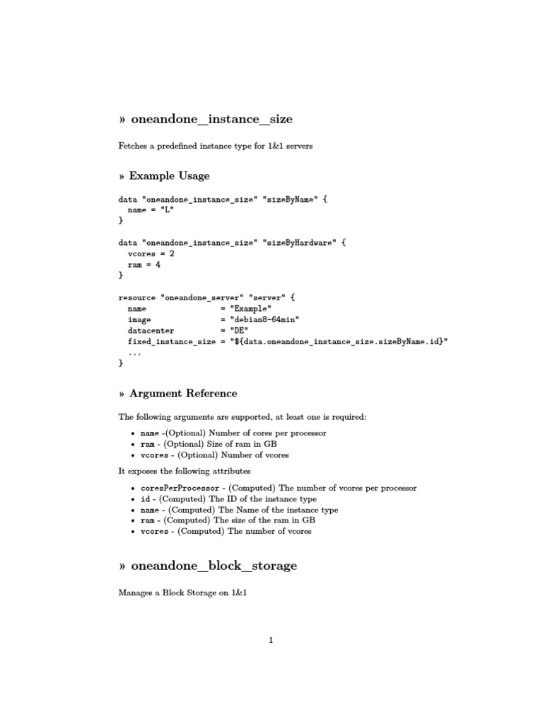 Oneandone - Instance - Size: Example Usage | PDF | Port (Computer ...