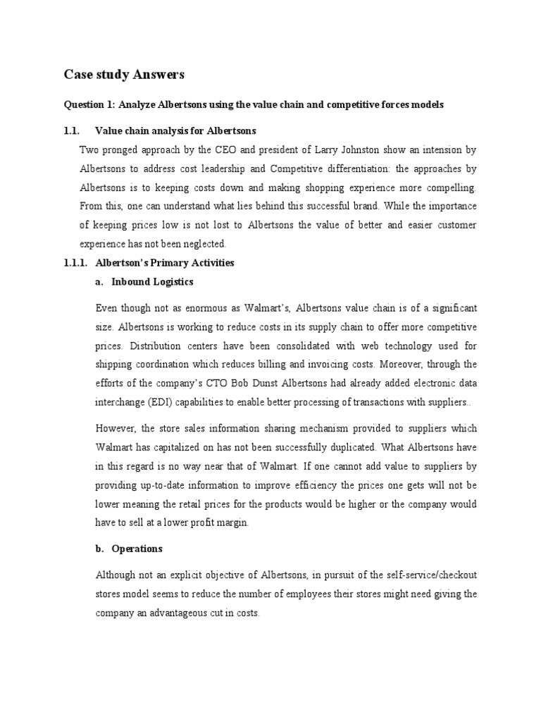 Case Study Answers | PDF | Walmart | Retail