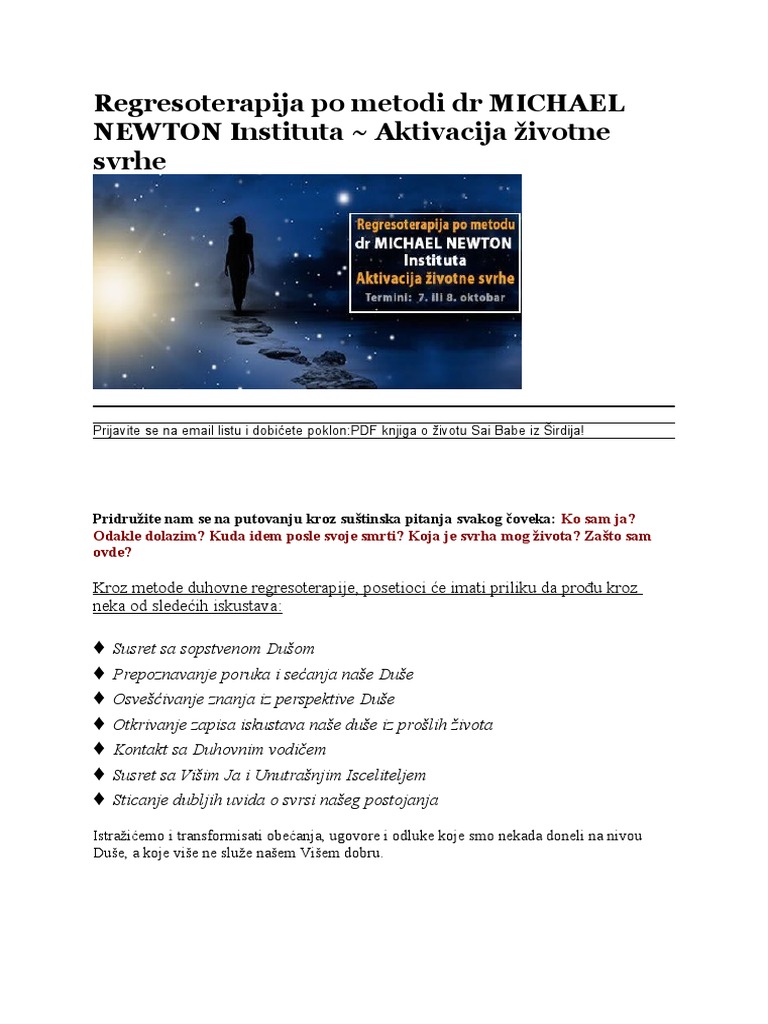 Regresoterapija Po Metodi DR MICHAEL NEWTON Instituta | PDF