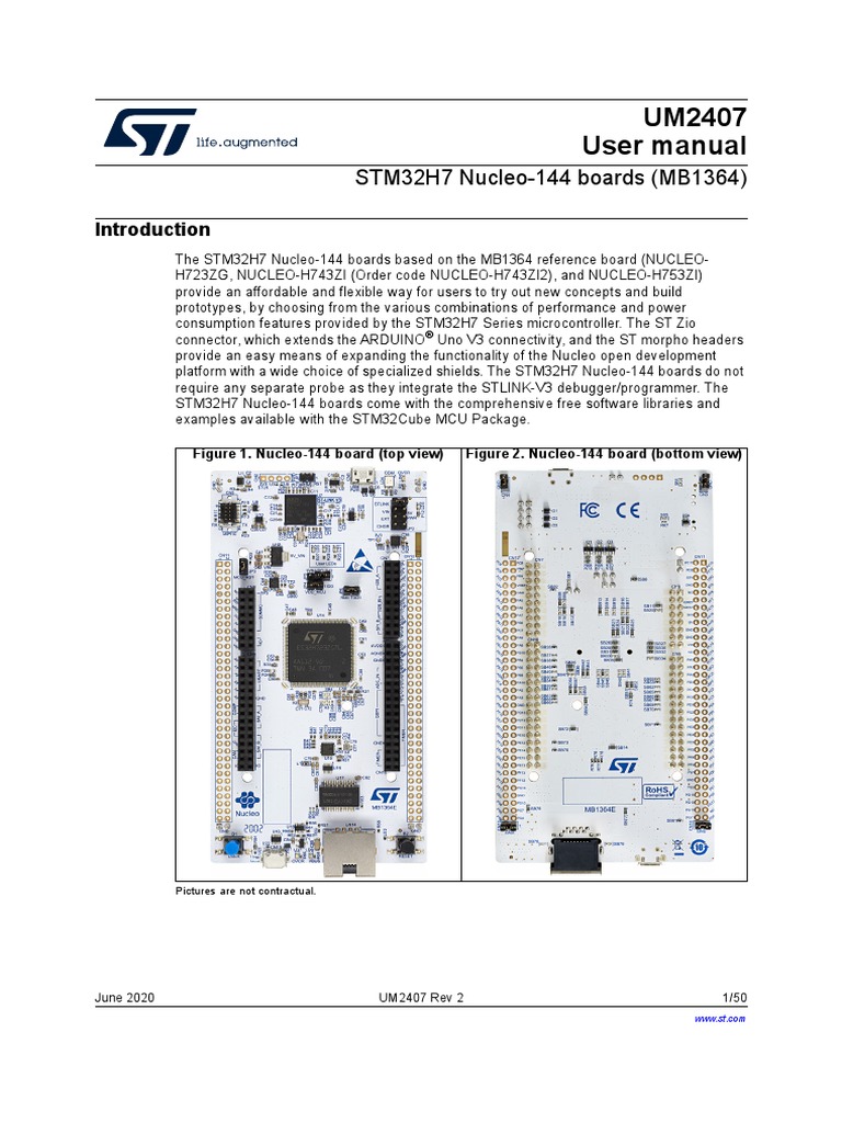 UM2407 User Manual: STM32H7 Nucleo-144 Boards (MB1364) | PDF | Usb | Electrical Engineering
