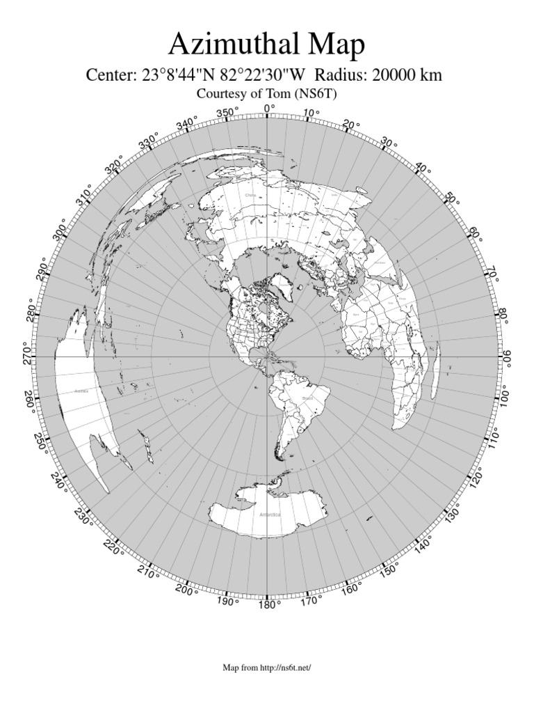Azimuthal Map Centered on the Equator Showing Political Boundaries of ...