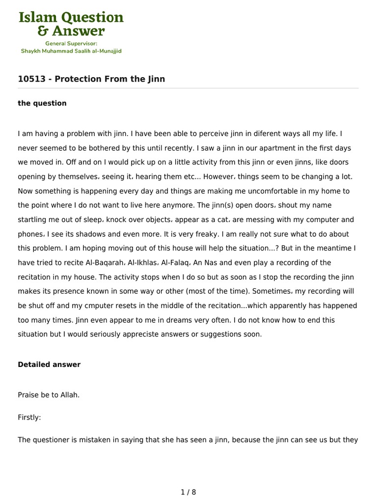 Protection From The Jinn PDF | PDF | Semitic Words And Phrases ...