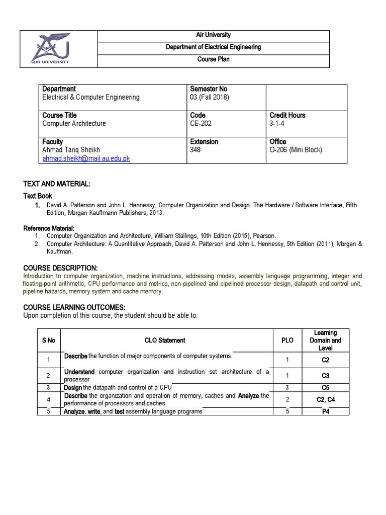 CE 202 Outline | PDF | Central Processing Unit | Subroutine