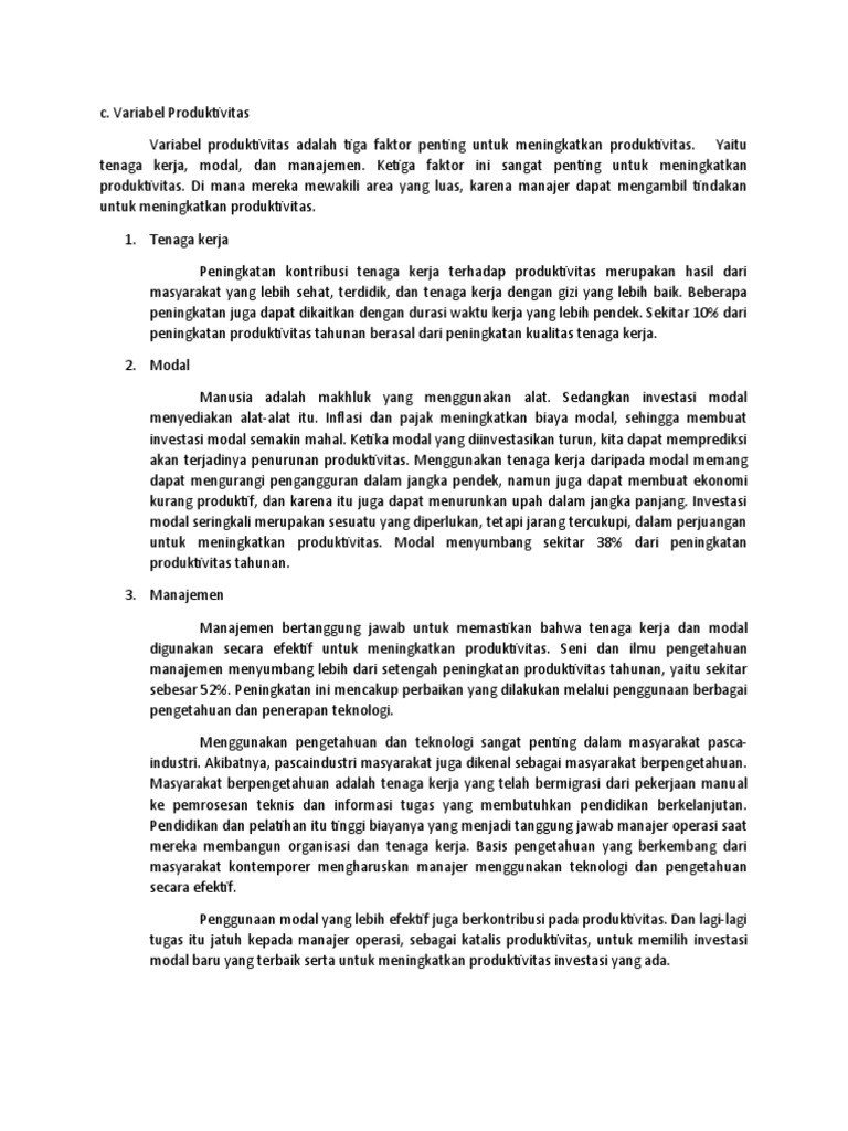 C. Variabel Produktivitas - K - Makalah | PDF | Bisnis | Komputer