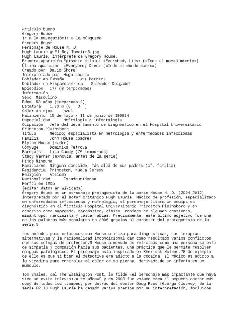 Gregory House | PDF