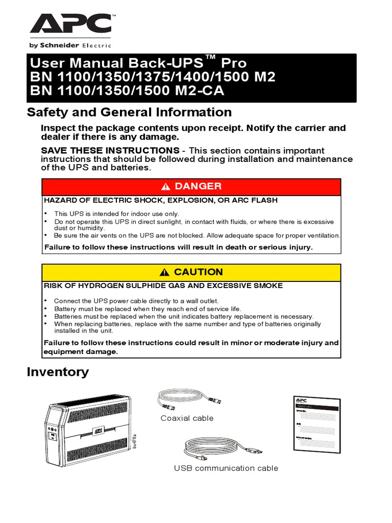 Apc Ups bn1500m2 Manual | PDF | Backup | Electromagnetic Interference