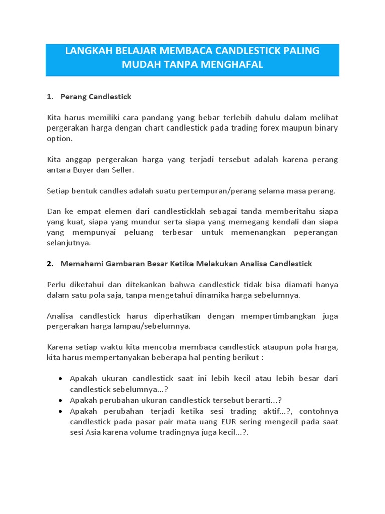 Langkah Belajar Membaca Candlestick | PDF