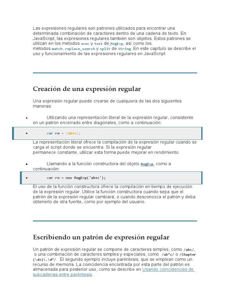 Expresiones Regulares Javascript | PDF | Expresión regular | Ingeniería de software