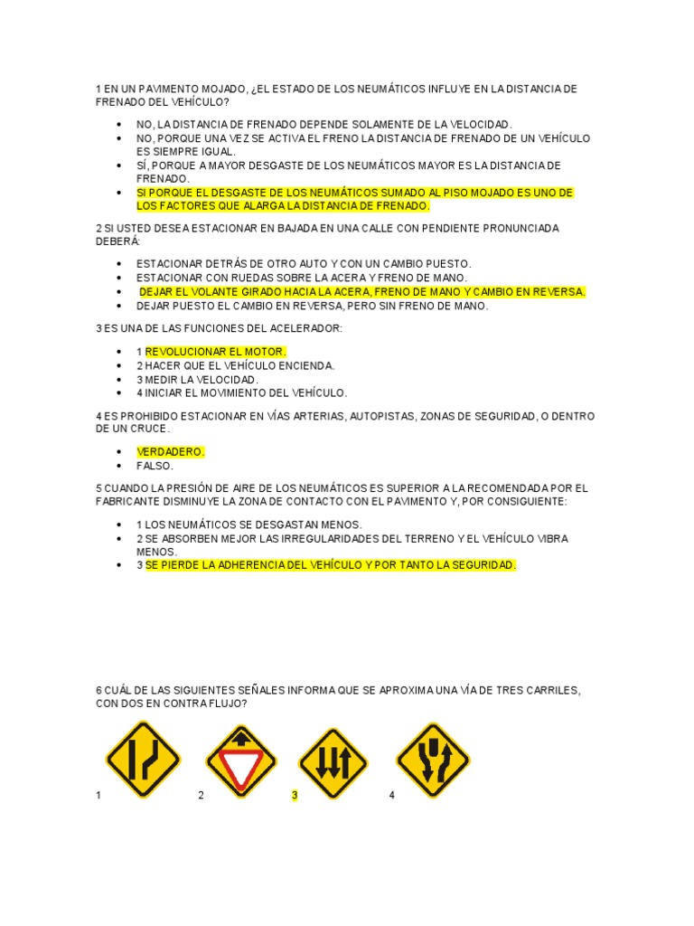 Examen de Conducion | PDF | Neumático | Vehículo de motor