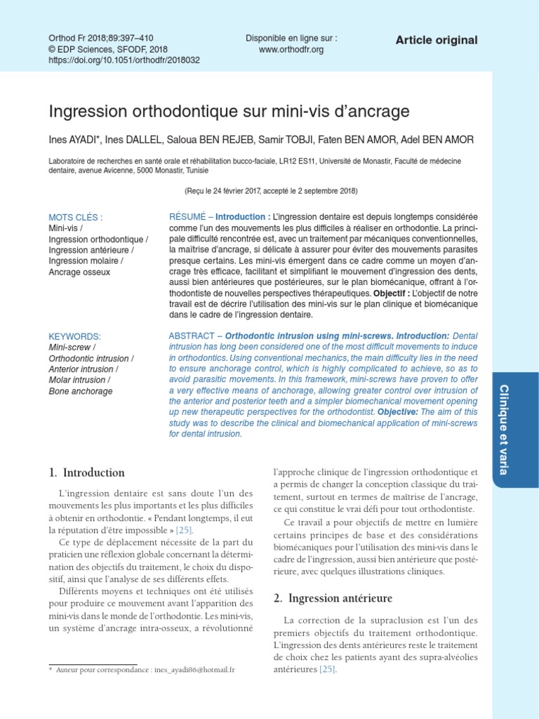 Orthodontic Intrusion Using Mini-Screws | PDF | Orthodontie | Sciences ...