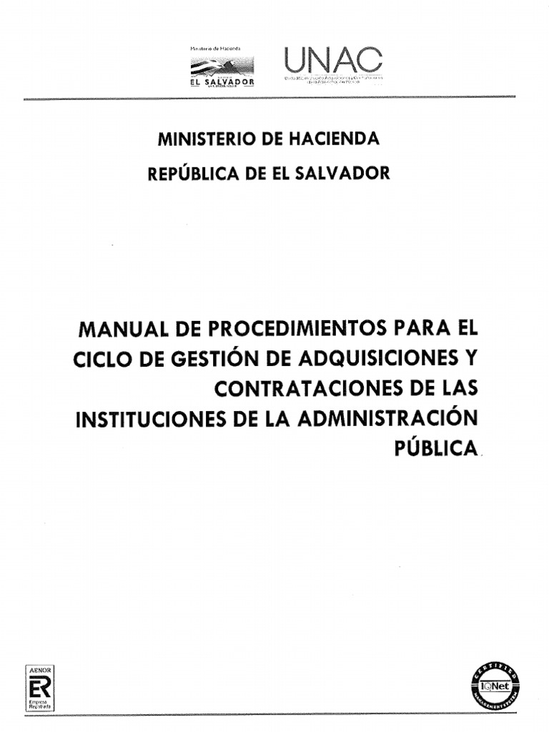 Manual de Procedimientos para El Ciclo de Gestión de Adquisiciones y Contrataciones de Las Inst ...