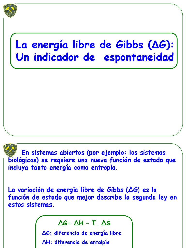 Energía Libre de Gibbs y Espontaneidad | PDF | Energía libre de Gibbs | Equilibrio químico