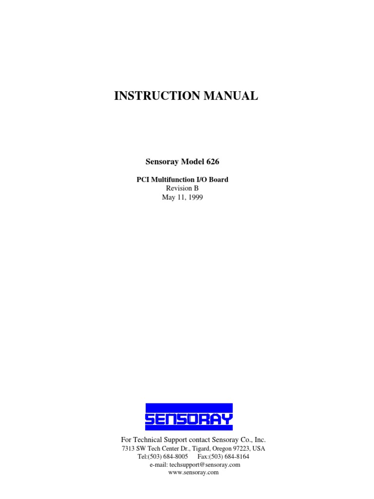 Sensoray 626 I/O Board Guide | PDF | Input/Output | Bit