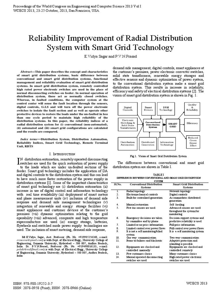 Reliability Improvement Of Radial Distribution Pdf Smart Grid