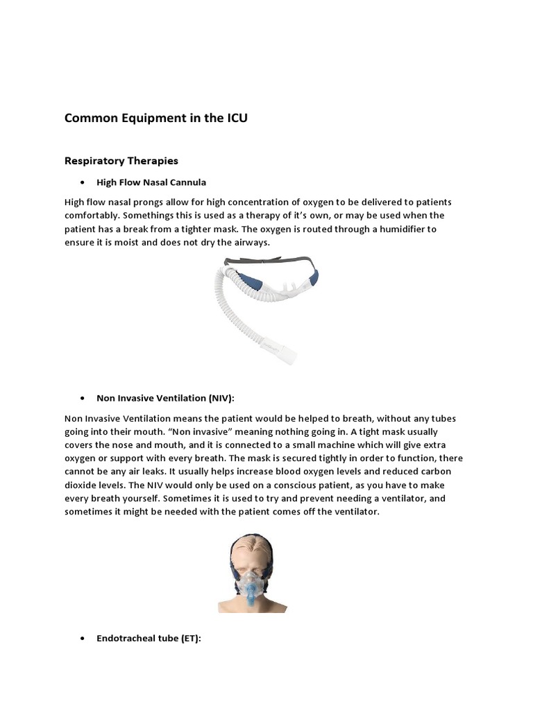 Common Equipment in The ICU: Respiratory Therapies | PDF | Breathing ...