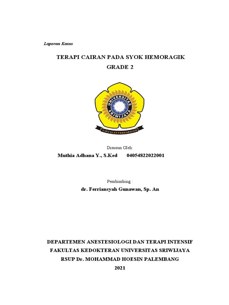 Terapi Cairan Syok Hemoragik Grade 2 (Muthia Adhana Yusri) | PDF ...