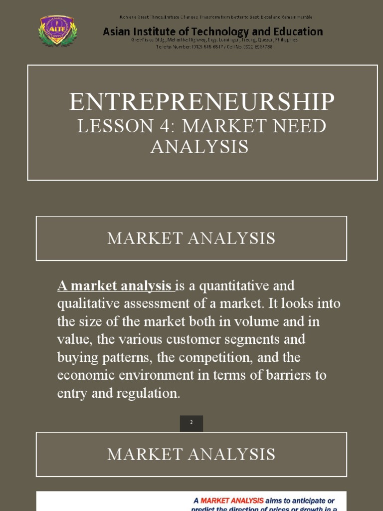 Unit 1-Lesson 4 - Market Need Analysis | PDF | Market Analysis | Market ...
