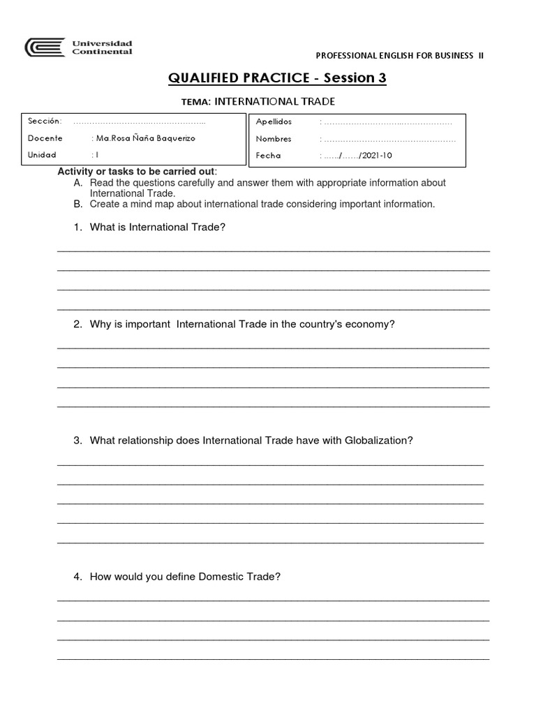 Qualified Questonnarie and Mind Map International Trade | PDF ...